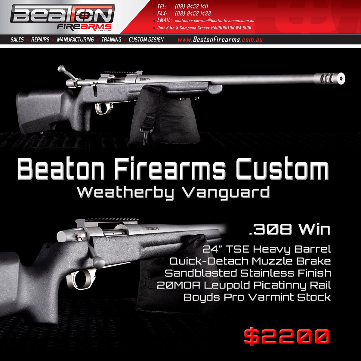 Custom Weatherby Vanguard with Quick Detach Muzzle Brake - Beaton Firearms